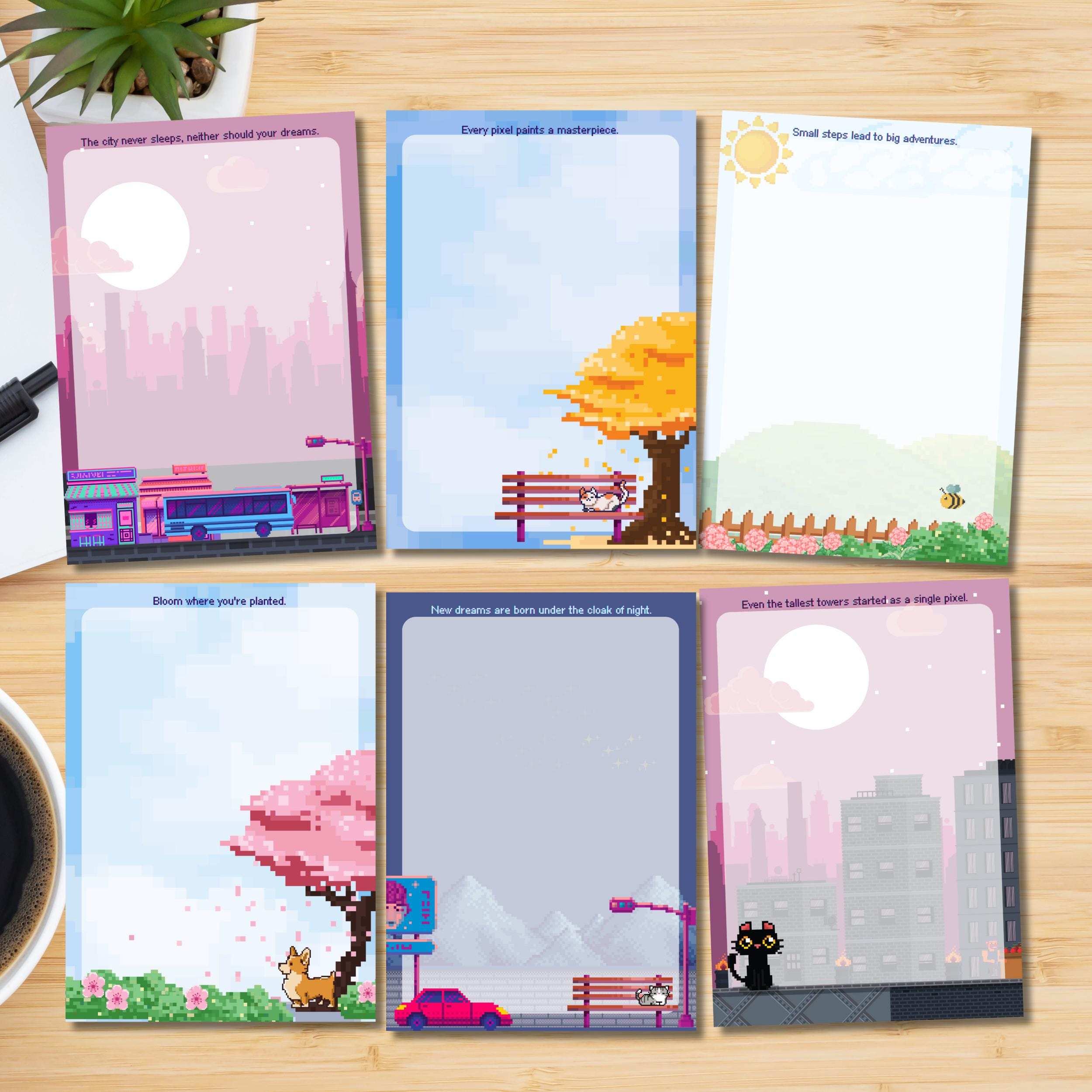 Pixel Positive, Printable Notepad, Pixel Art, Kawaii Memo, Positive ...