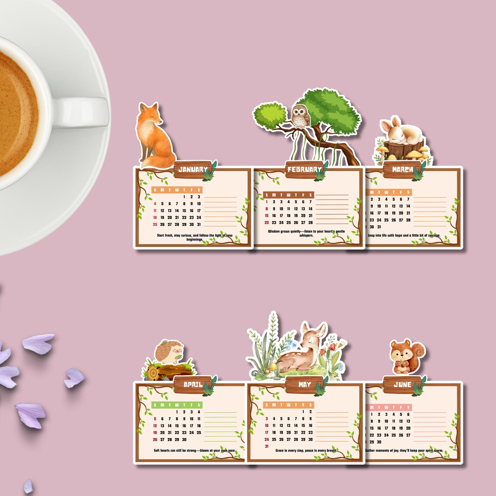 2026 Calendar, Forest Friends Calendar, Printable Calendar, Cute ...