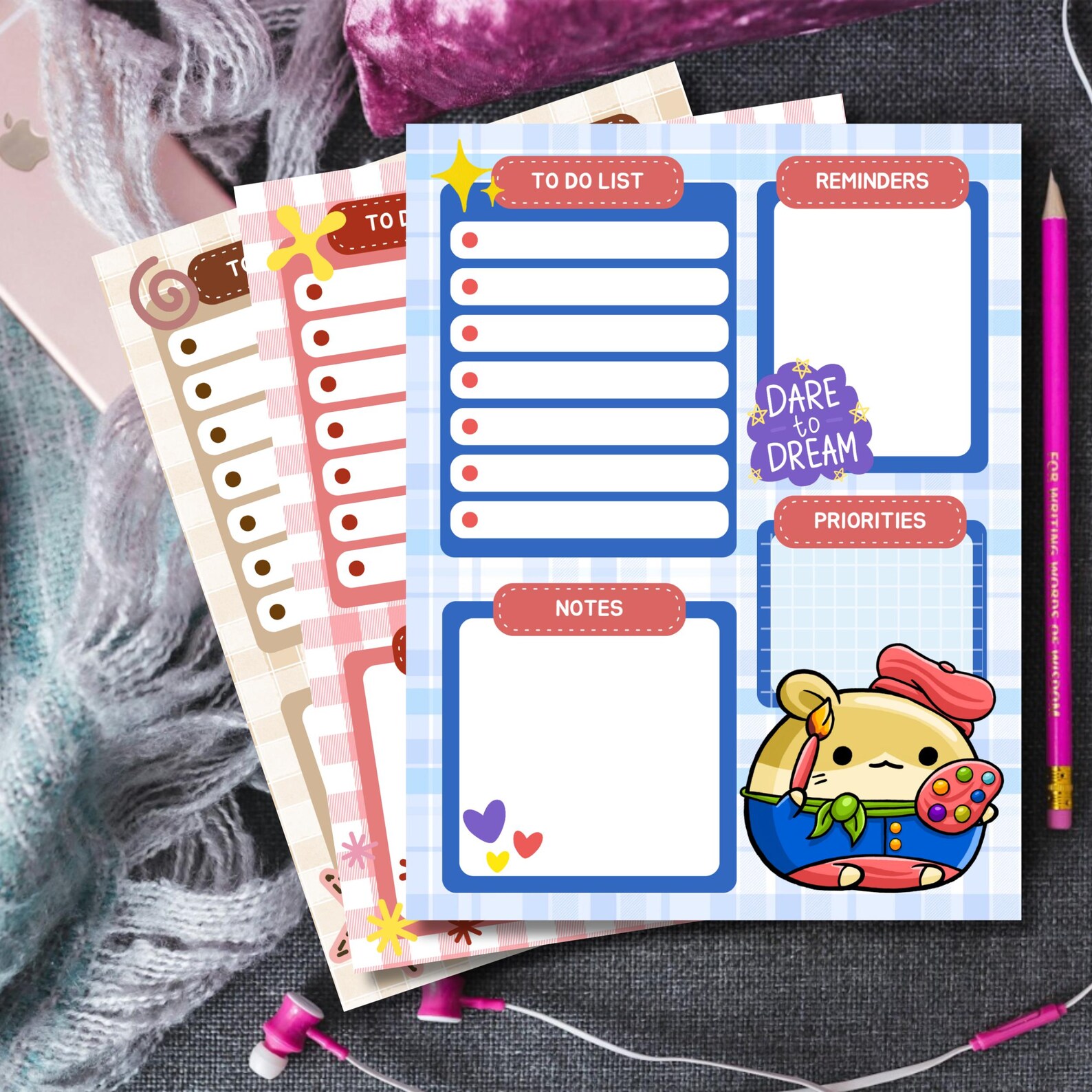 Hamster Planner, Printable Notepad, Kawaii Memo, Daily to Do List ...