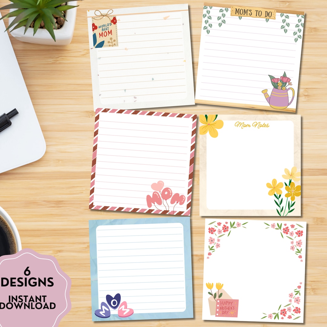 Mothers Day Printable Memo Pad , Mother Printable Notepad , Printable ...