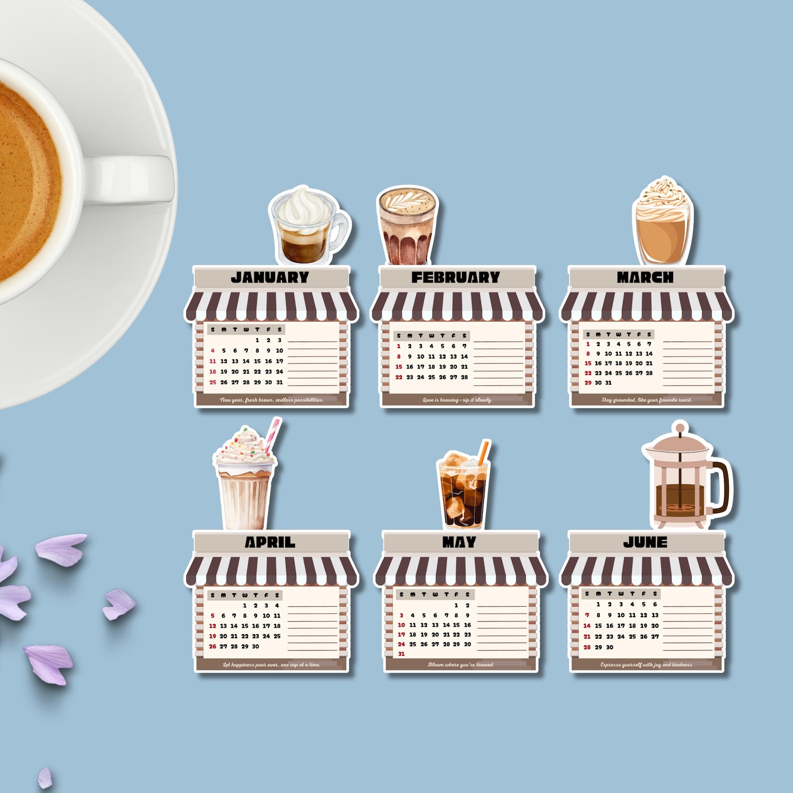 Coffee Calendar, Printable Calendar, Cute Calendar, Calendar 2026 ...