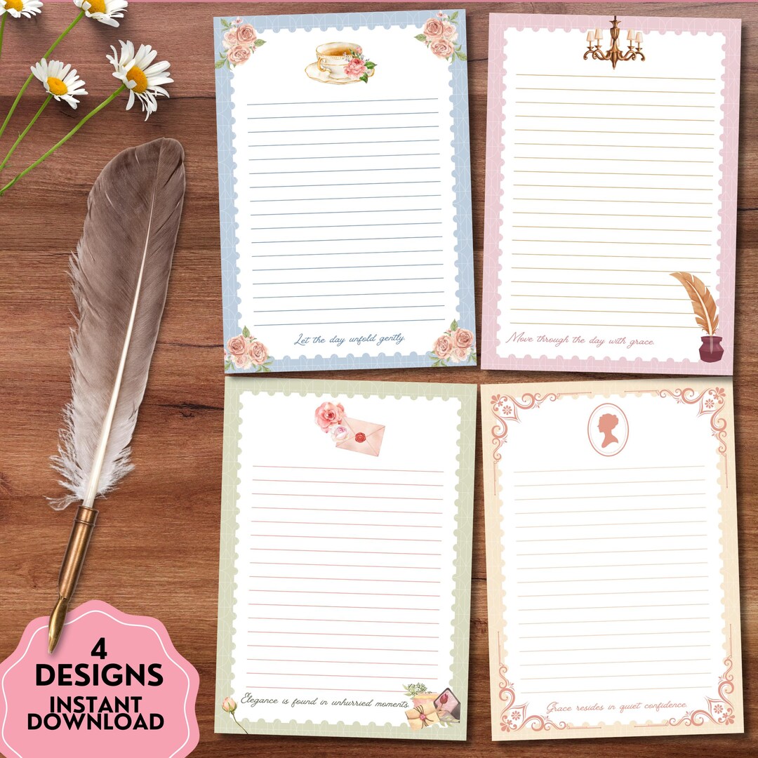 Regency Era Notepad, Vintage Notepad, Soft Romantic Printable Notepad ...