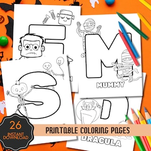 Halloween Alphabet Coloring Pages, Printable Worksheets for Kids ...
