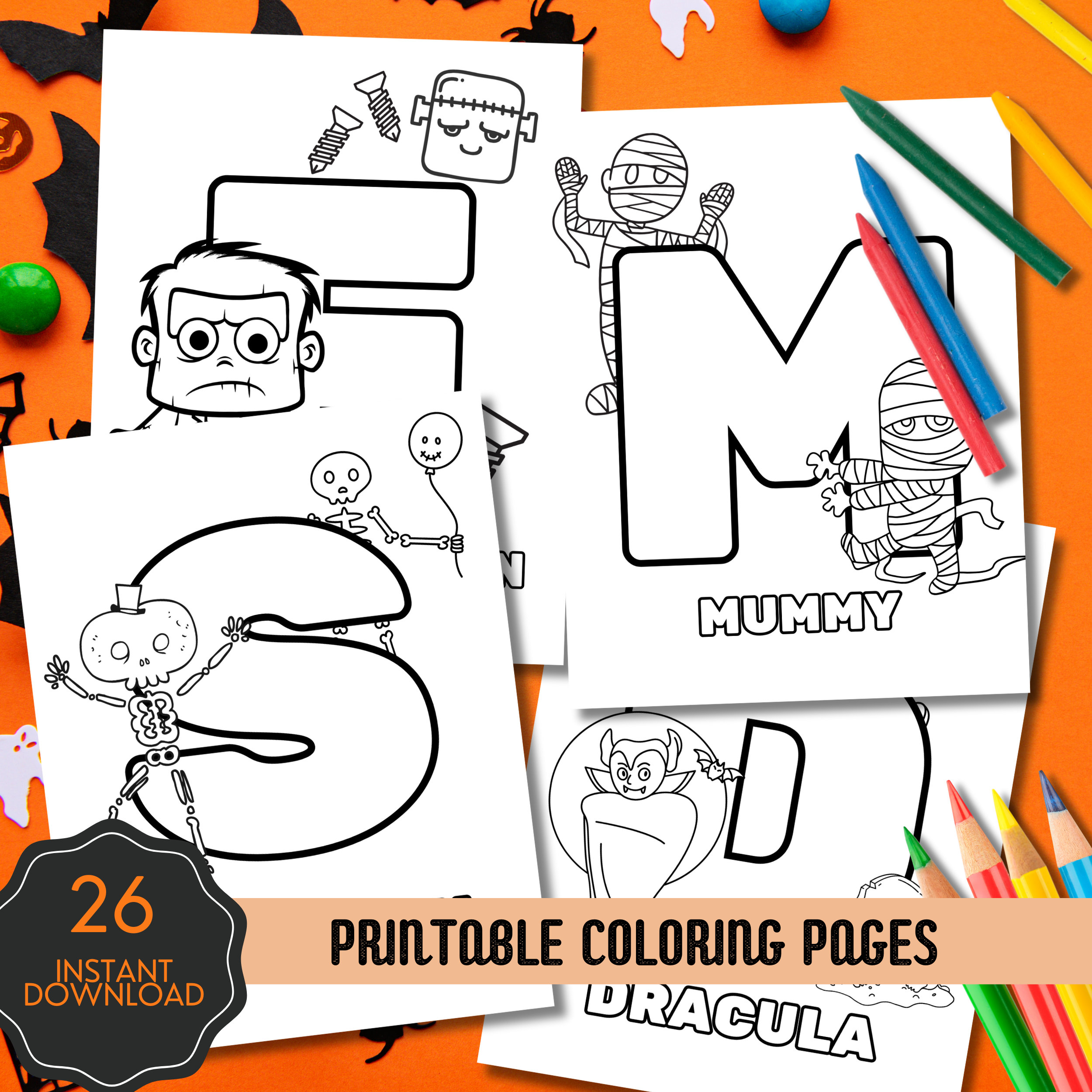 Halloween Alphabet Coloring Pages, Printable Worksheets for Kids ...
