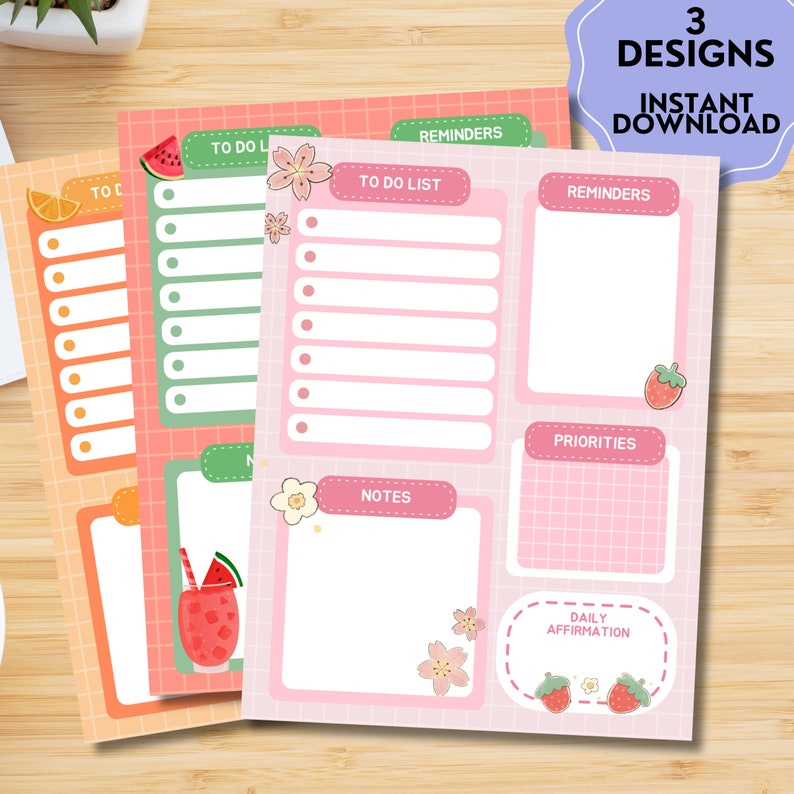 Printable Notepad, Kawaii Memo Pad, Strawberry to Do List, Printable ...