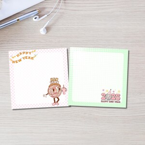 2025 Notepad, Retro New Year, 2025 Memo, Printable Notepad, Kawaii Memo ...