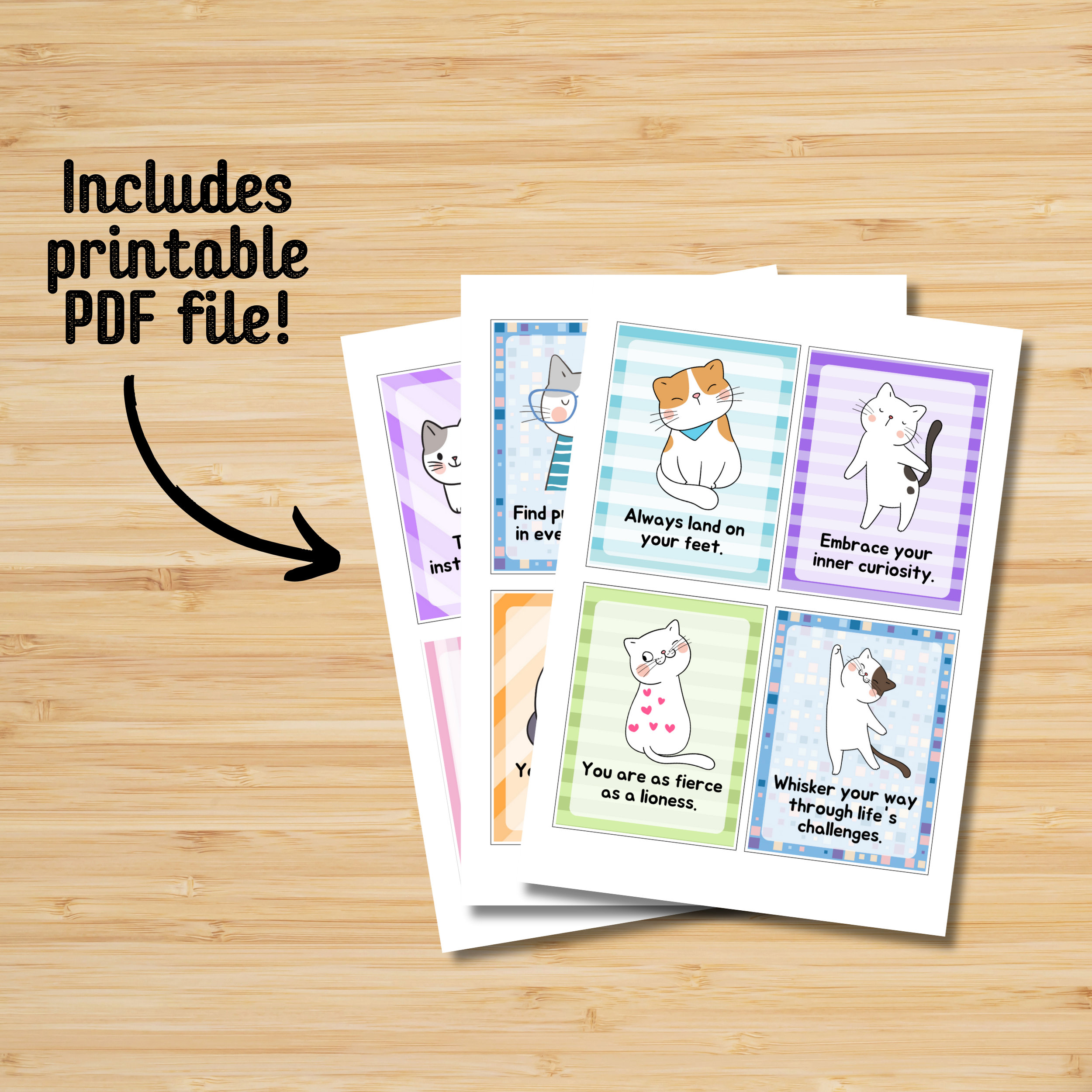 Positive Affirmation Cards Cute Cat Printable for Children, Quotes Back ...
