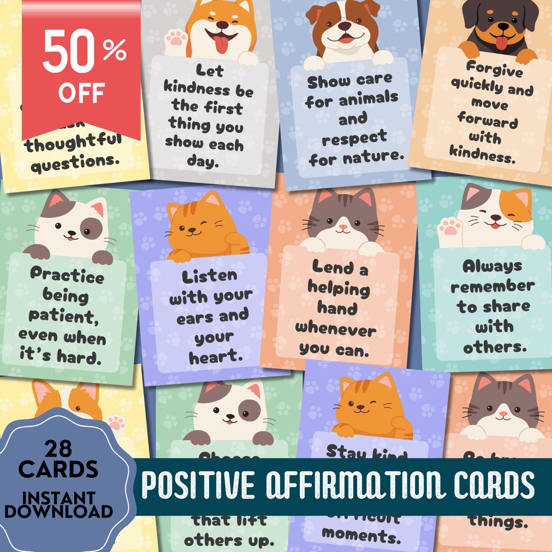 Cat Affirmation Card, Positive Affirmation Cards, Children Affirmation ...