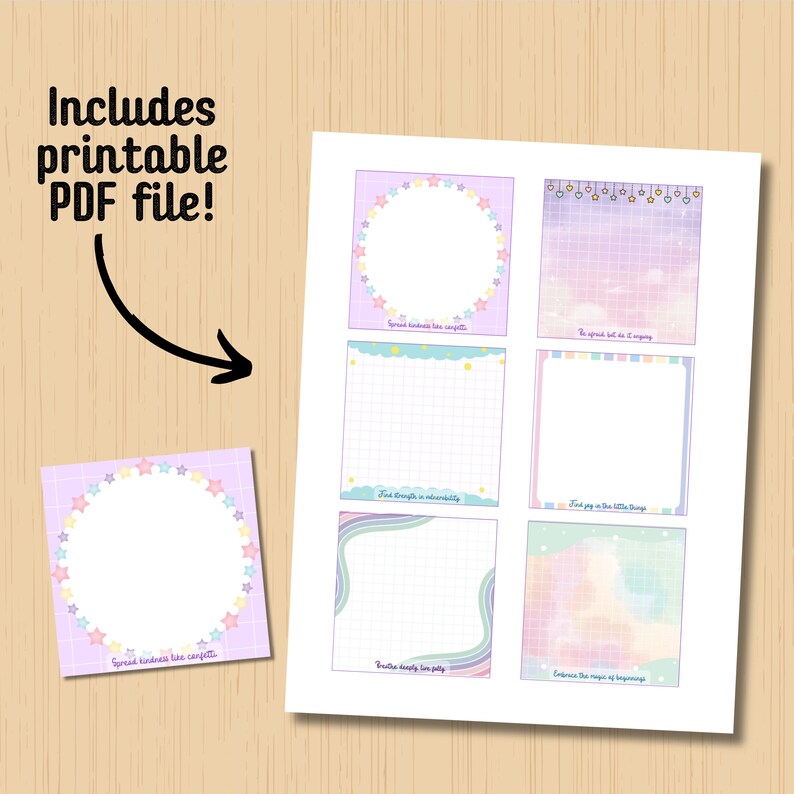 Printable Notepad, Pastel Notepad, Positive Memo Pad, Positive ...
