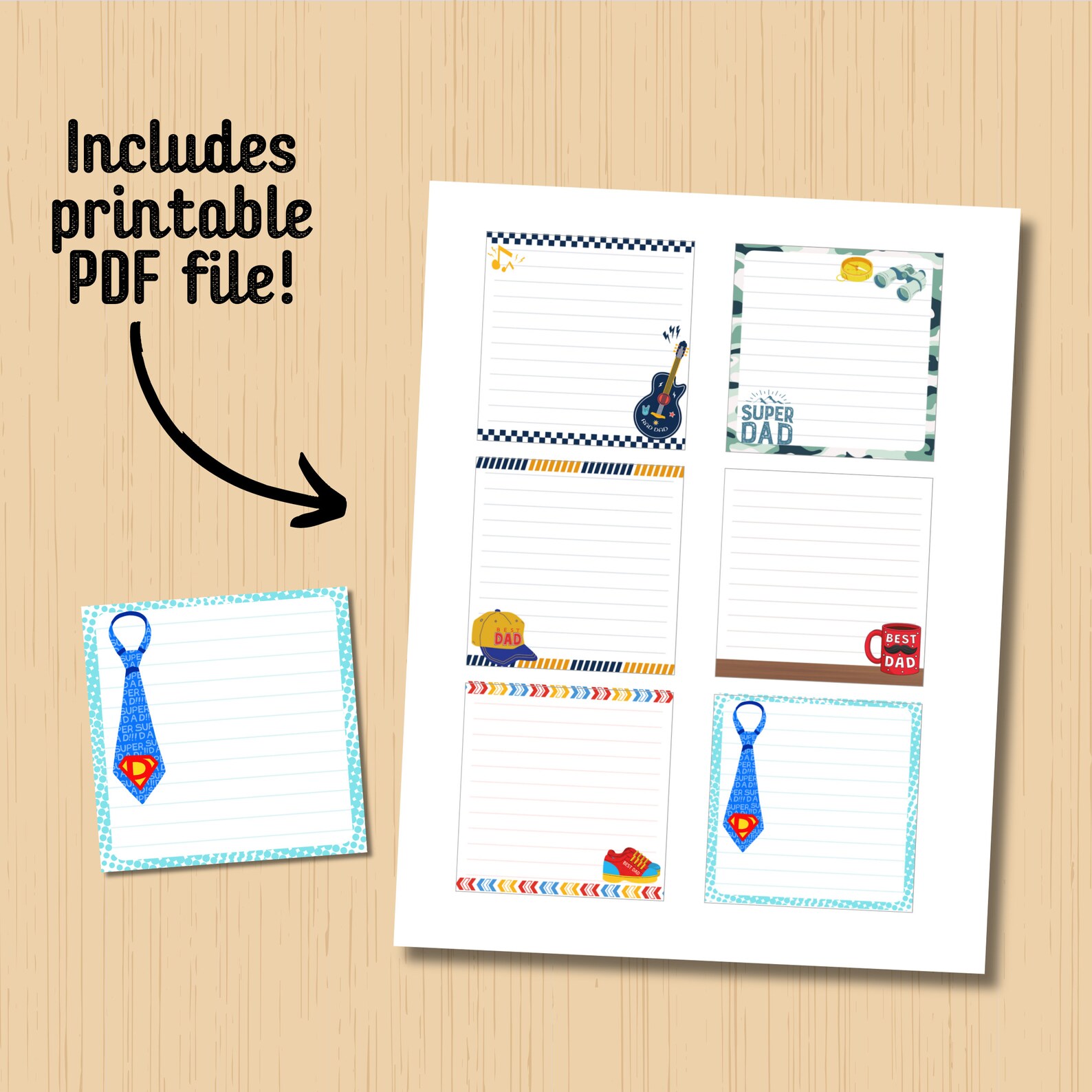 Fathers Day Notepad, Dad Printable Notepad, Printable Stationery, Cool ...