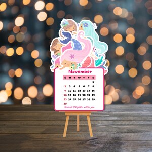 Mermaid Calendar, Printable Calendar, Cute Calendar, Calendar 2025 ...