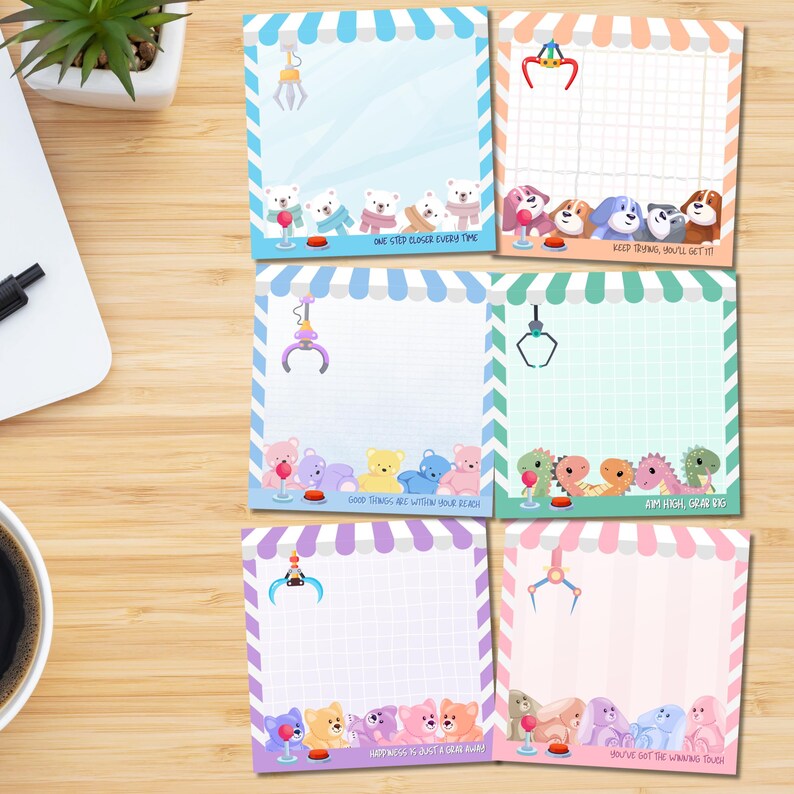 Claw Machine Notepad, Positive Affirmation, Printable Notepad ...