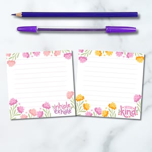 Flower Printable Notepad , Positive Affirmation Printable Memo Pad ...