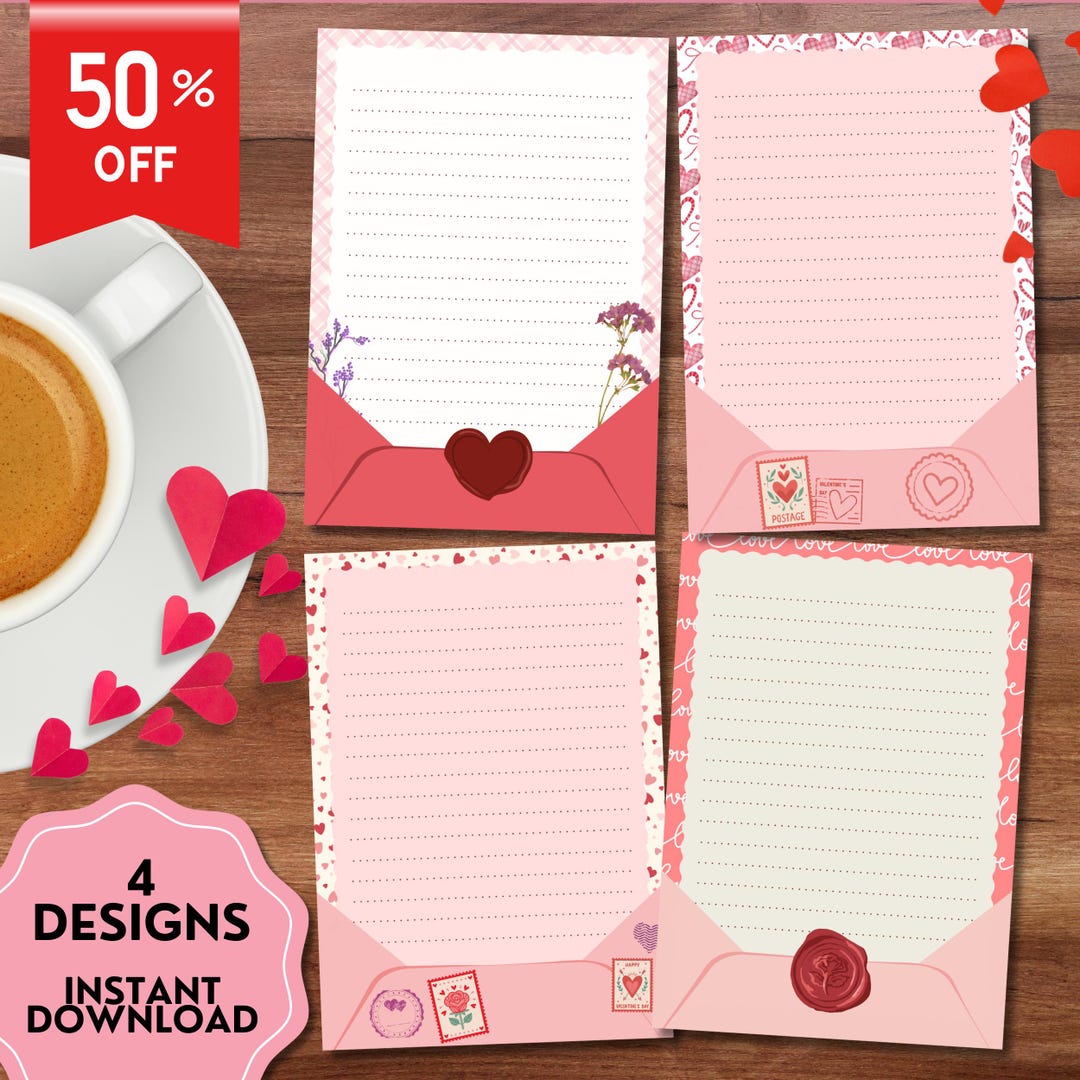 Love Letter, Valentines Notepad, Valentines Day Print, Positive ...
