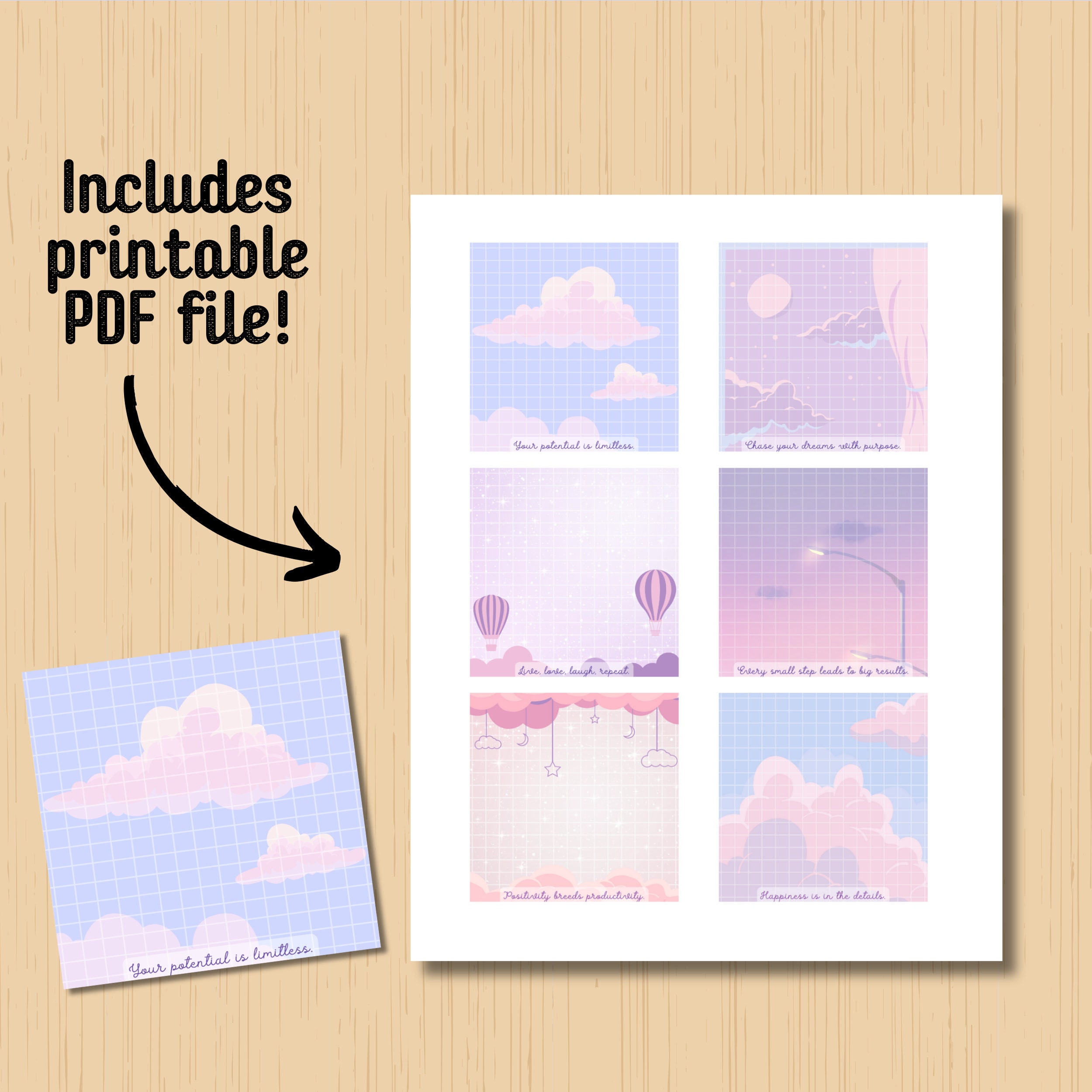 Positive Cute Printable Memo Pad , Lofi Printable Notepad , Positive ...