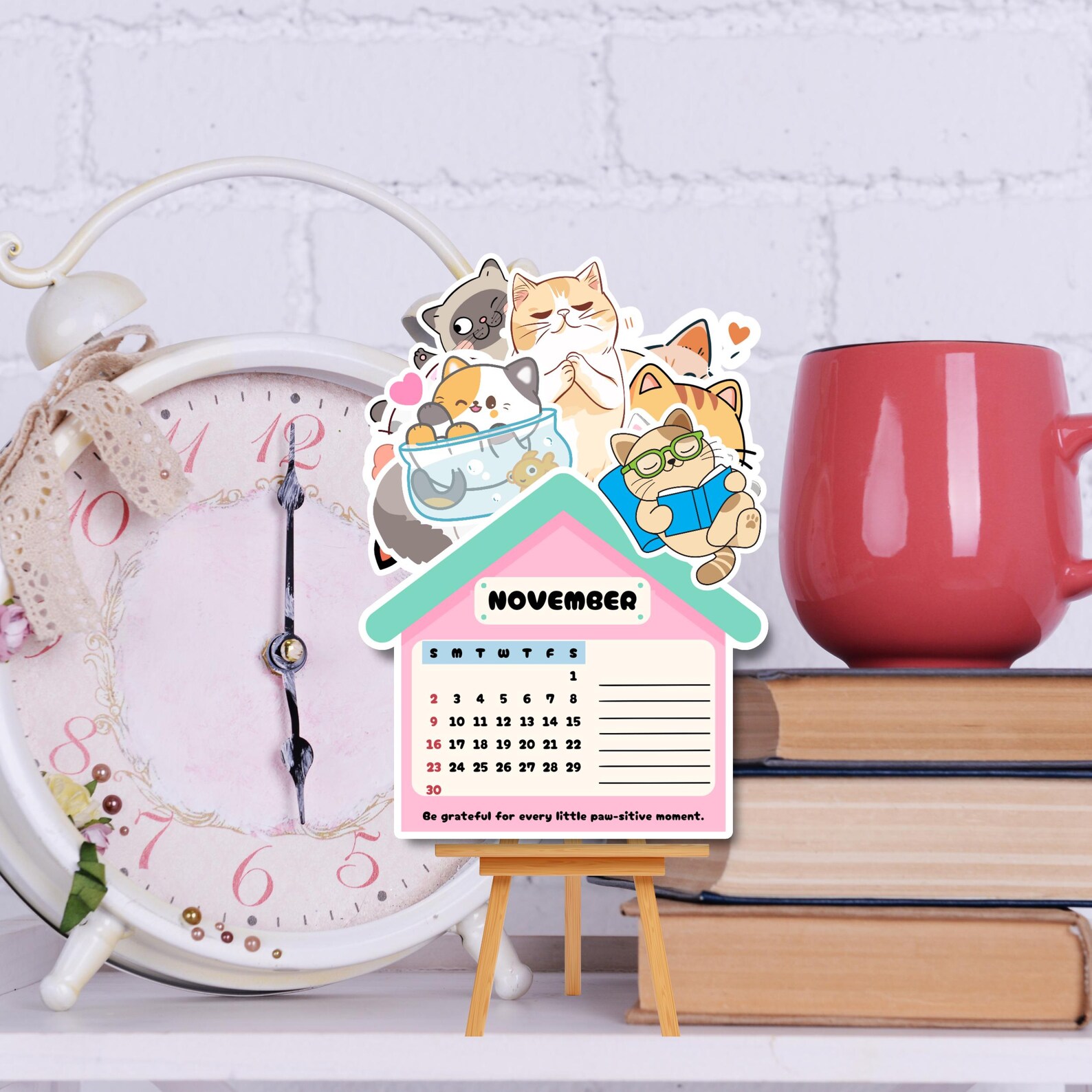 Cat Calendar, Kawaii Cat Calendar, Printable Calendar, Cute Calendar ...