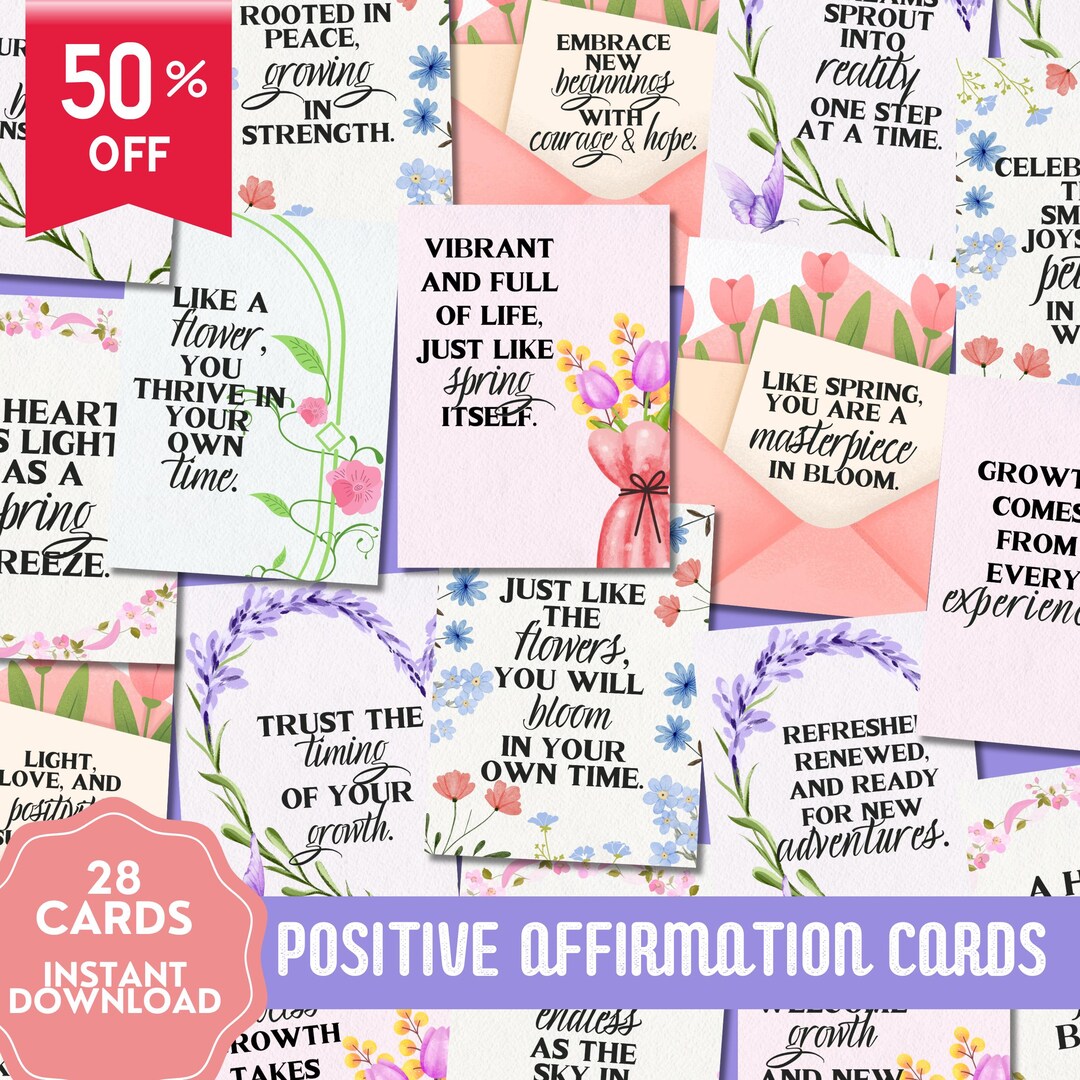 Spring Positive Affirmation Cards, Affirmation Cards Printable, Mental ...