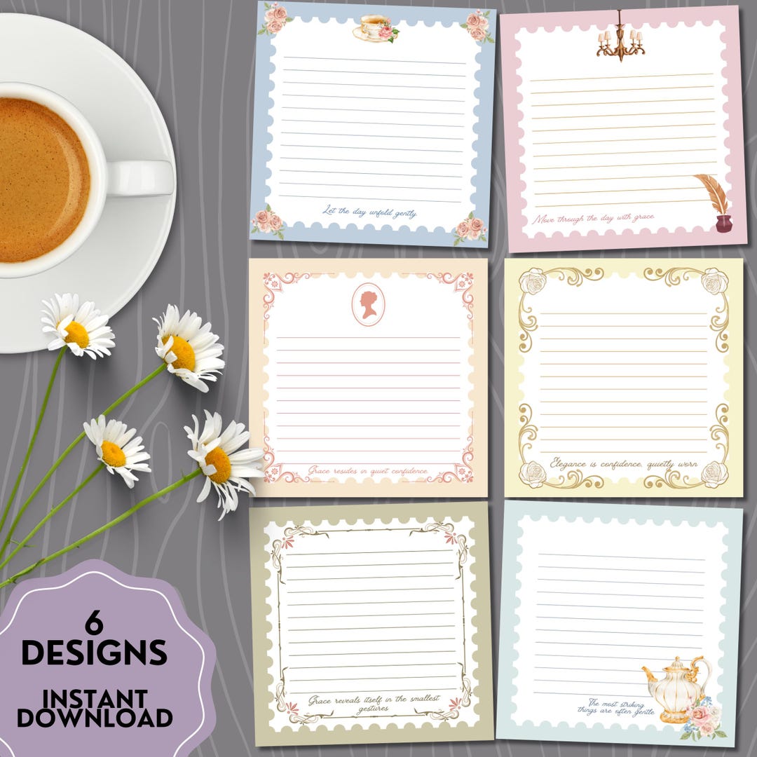 Regency Era Notepad, Vintage Notepad, Soft Romantic Printable Notepad ...