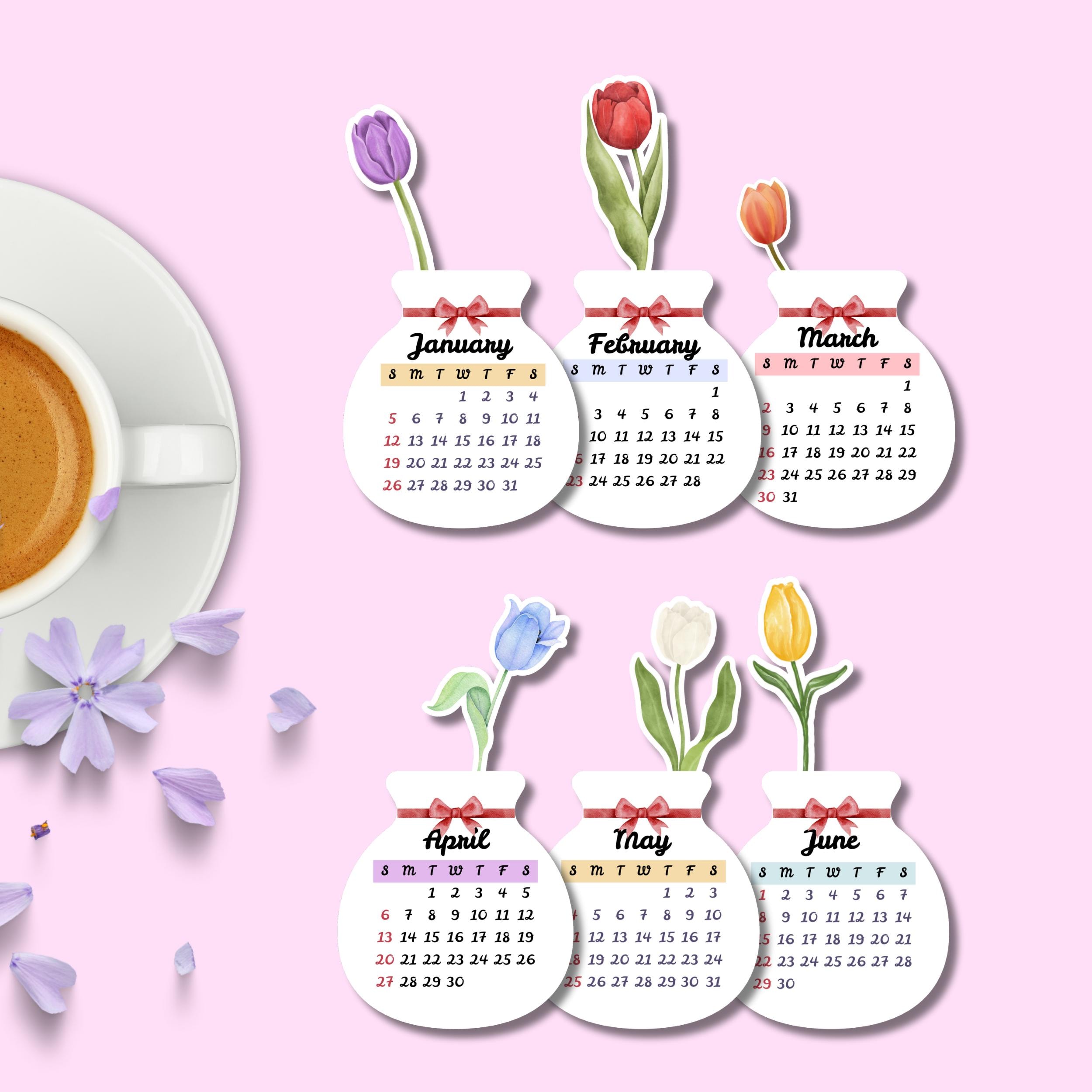 Tulips Calendar, Floral Calendar, Printable Calendar, Cute Calendar ...