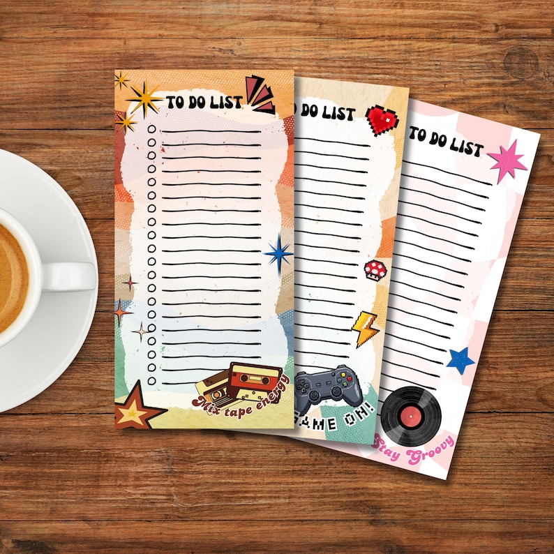Retro to Do List, Printable Notepad , Kawaii Memo, to Do List, Cute ...