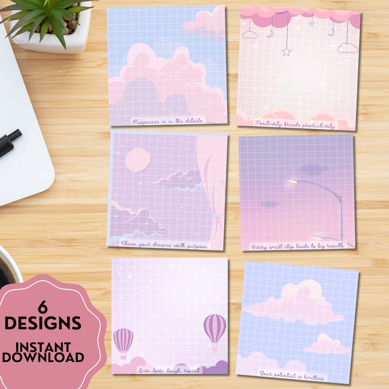 Positive Cute Printable Memo Pad , Lofi Printable Notepad , Positive ...