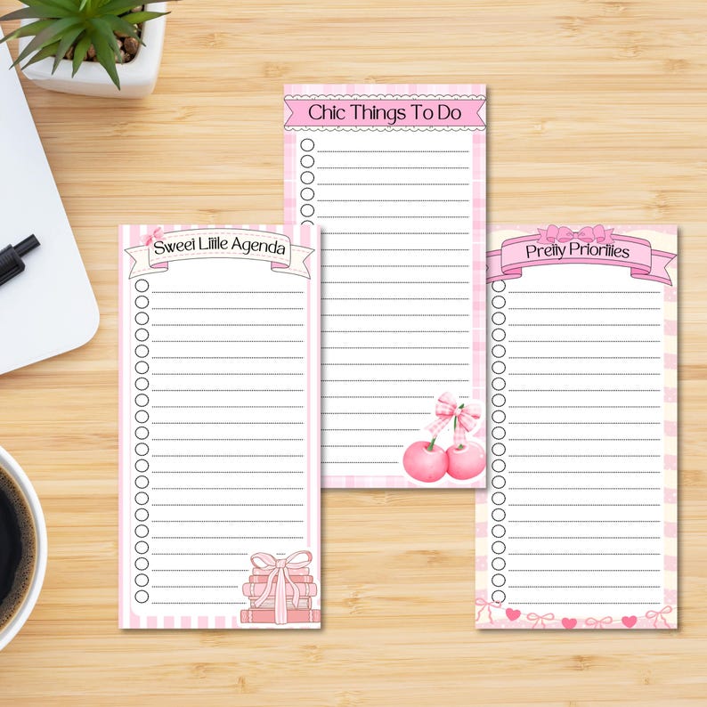 Coquette to Do List, Printable Notepad , Kawaii Memo, to Do List, Cute ...