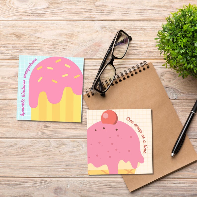 Ice Cream Notepad, Printable Notepad, Dessert Gift, Printable Memo Pad ...