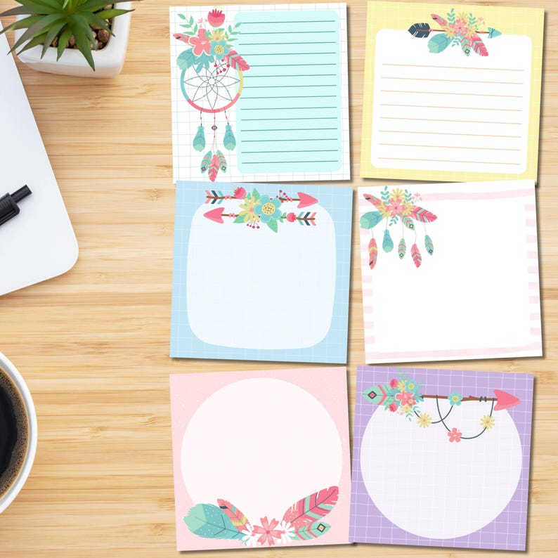 Boho Printable, Boho Notepad, Printable Notepad, Cute Stationery, Boho ...