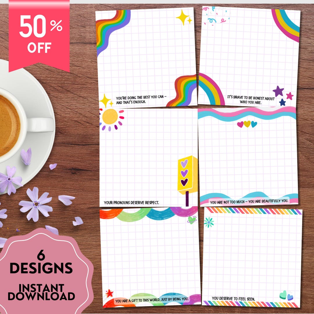 Pride Month Notepad, Printable Notepad, Cute Stationery, Kawaii Memo ...