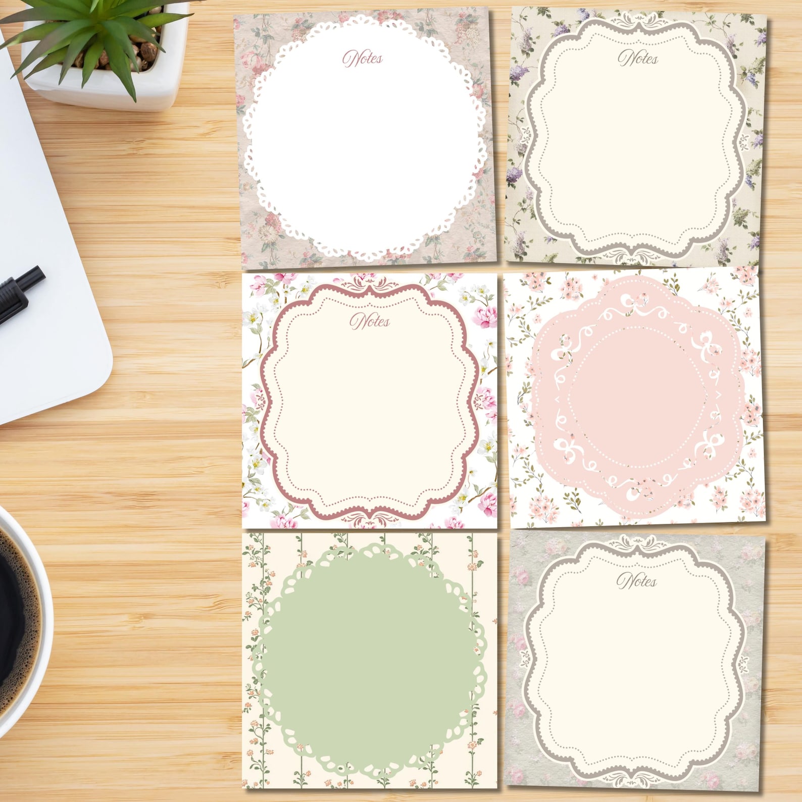 Vintage Floral Notepad, Printable Notepad, Floral Notepad, Positive ...