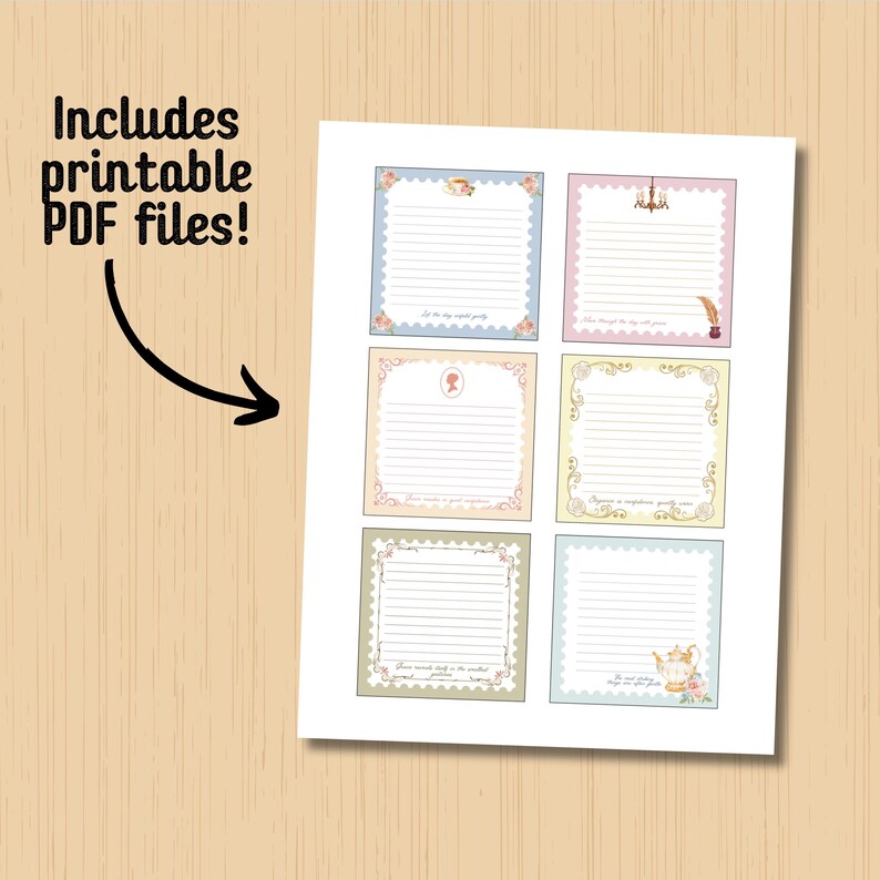 Regency Era Notepad, Vintage Notepad, Soft Romantic Printable Notepad ...