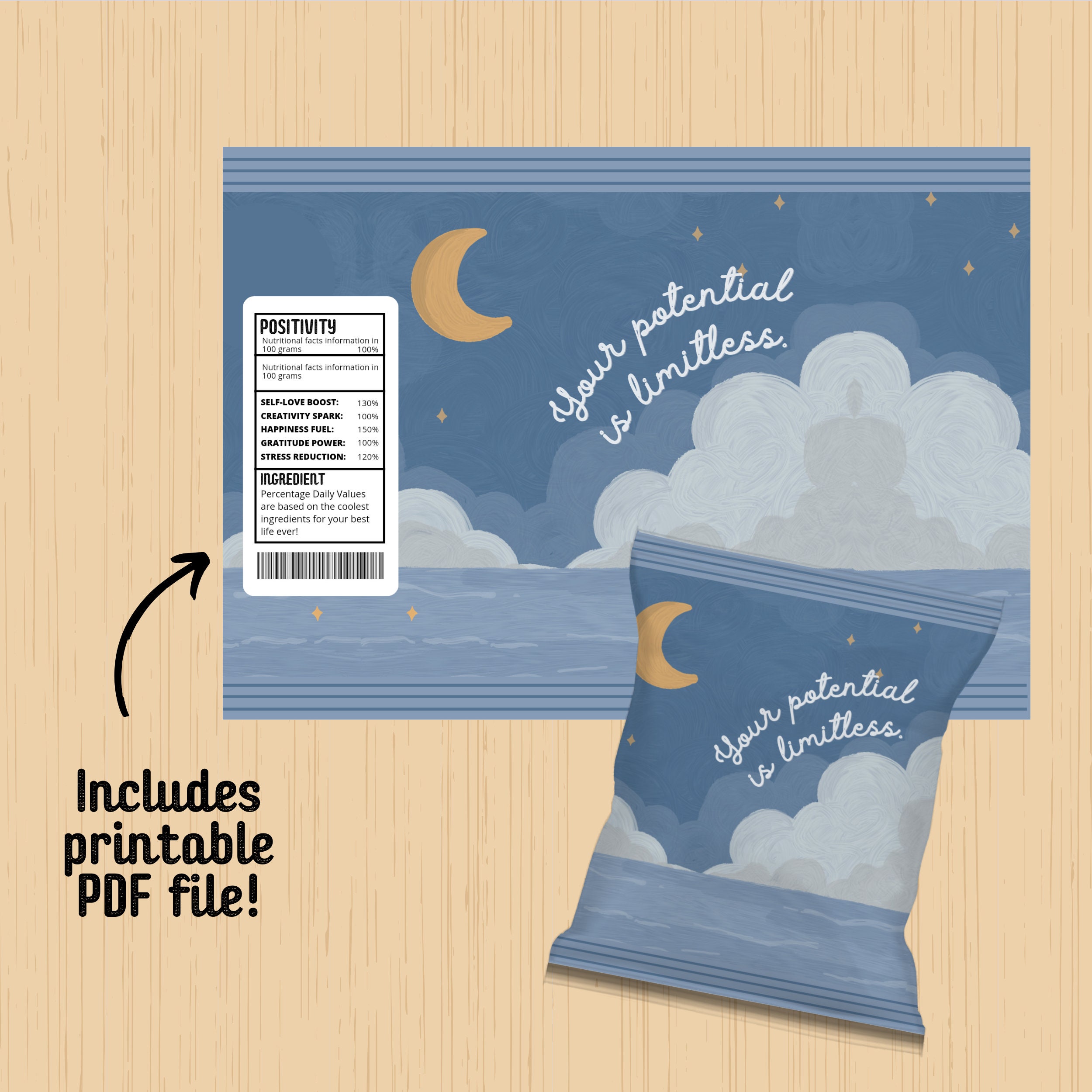 Chip Bag Template , Printable Chib Bags , Positive Affirmation ...