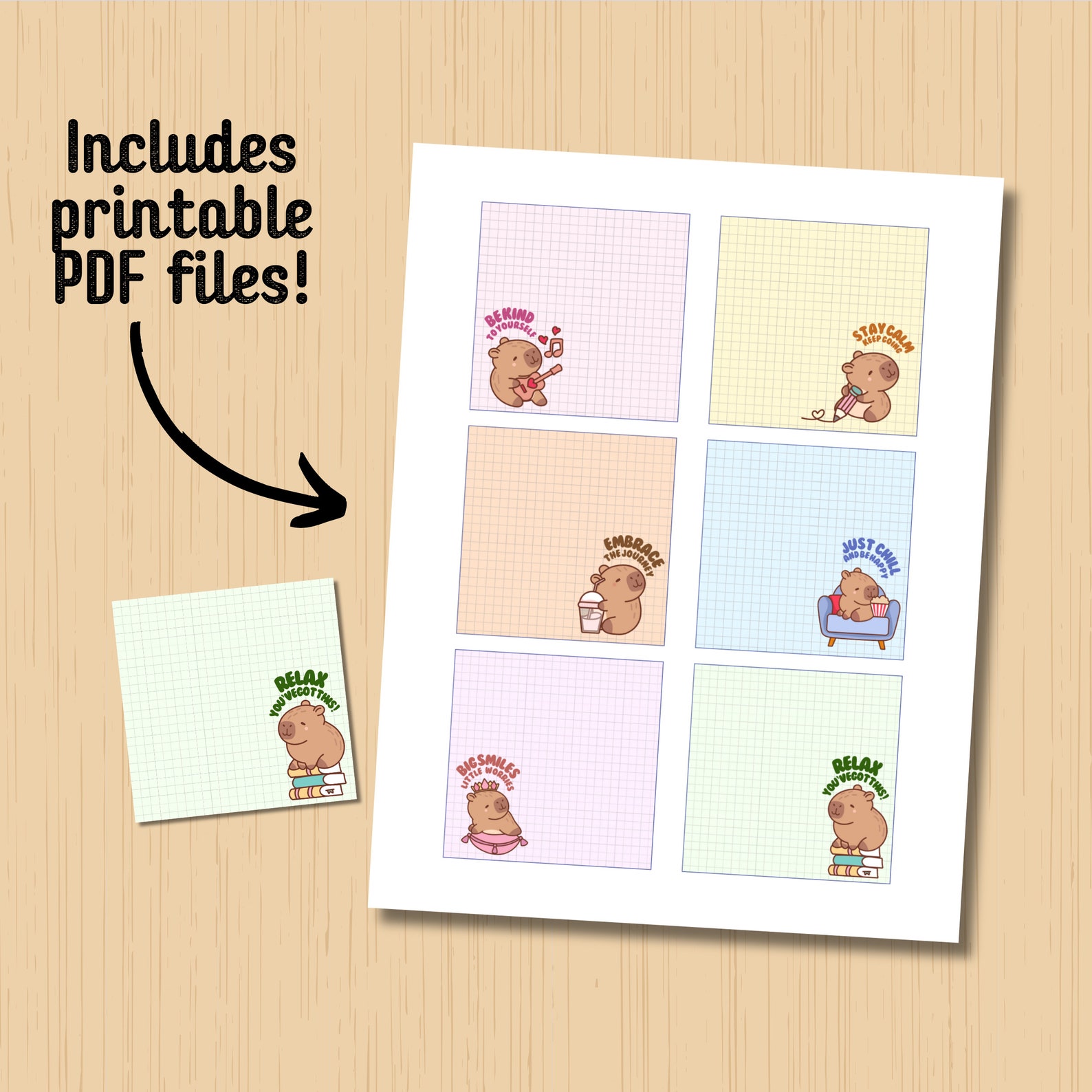 Capybara Print, Cute Capybara, Capybara Printable Notepad, Student Kids ...