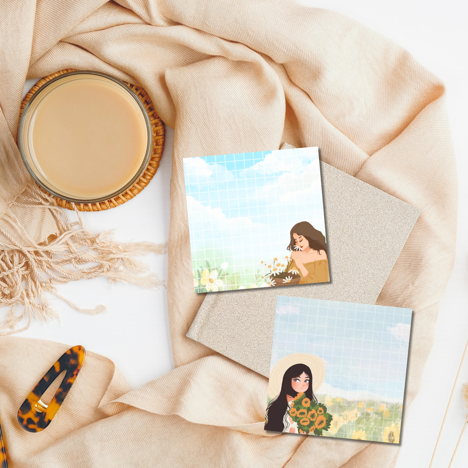 Flower Printable Notepad, Kawaii Memo, Printable Notepad, Cute ...