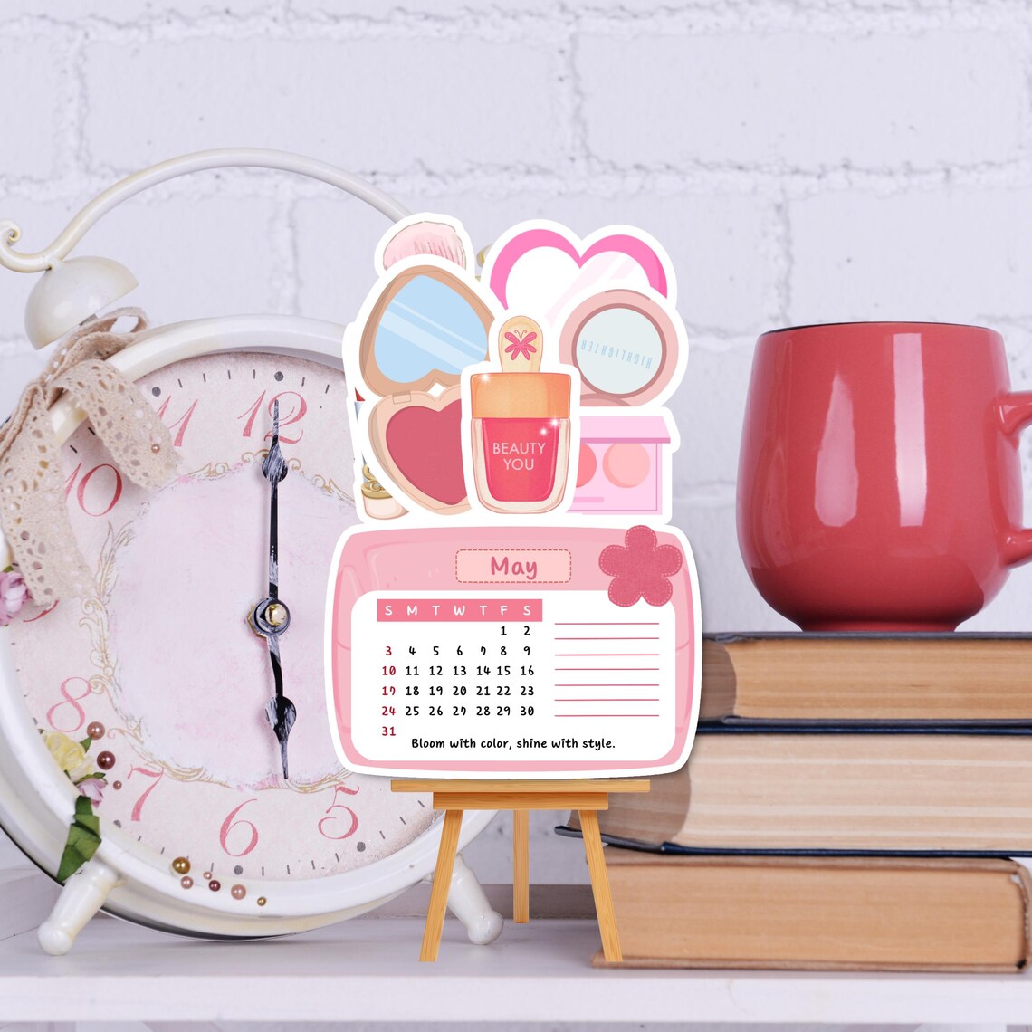 2026 Calendar, Make up Bag Calendar, Printable Calendar, Cute Calendar ...