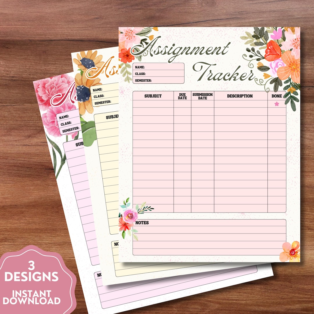Flower Planner, Assignment Tracker, Printable Notepad, Kawaii Memo Pad ...