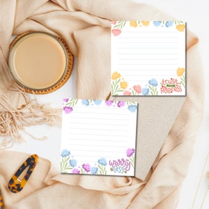 Flower Printable Notepad , Positive Affirmation Printable Memo Pad ...