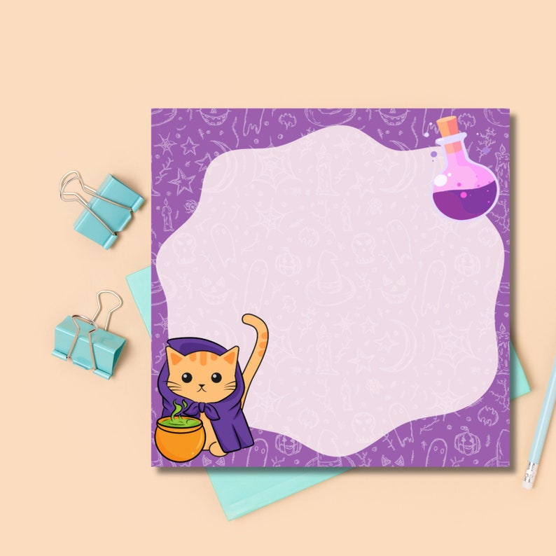 Halloween Cat, Halloween Printable, Memo Pad Cute, Cute Halloween ...