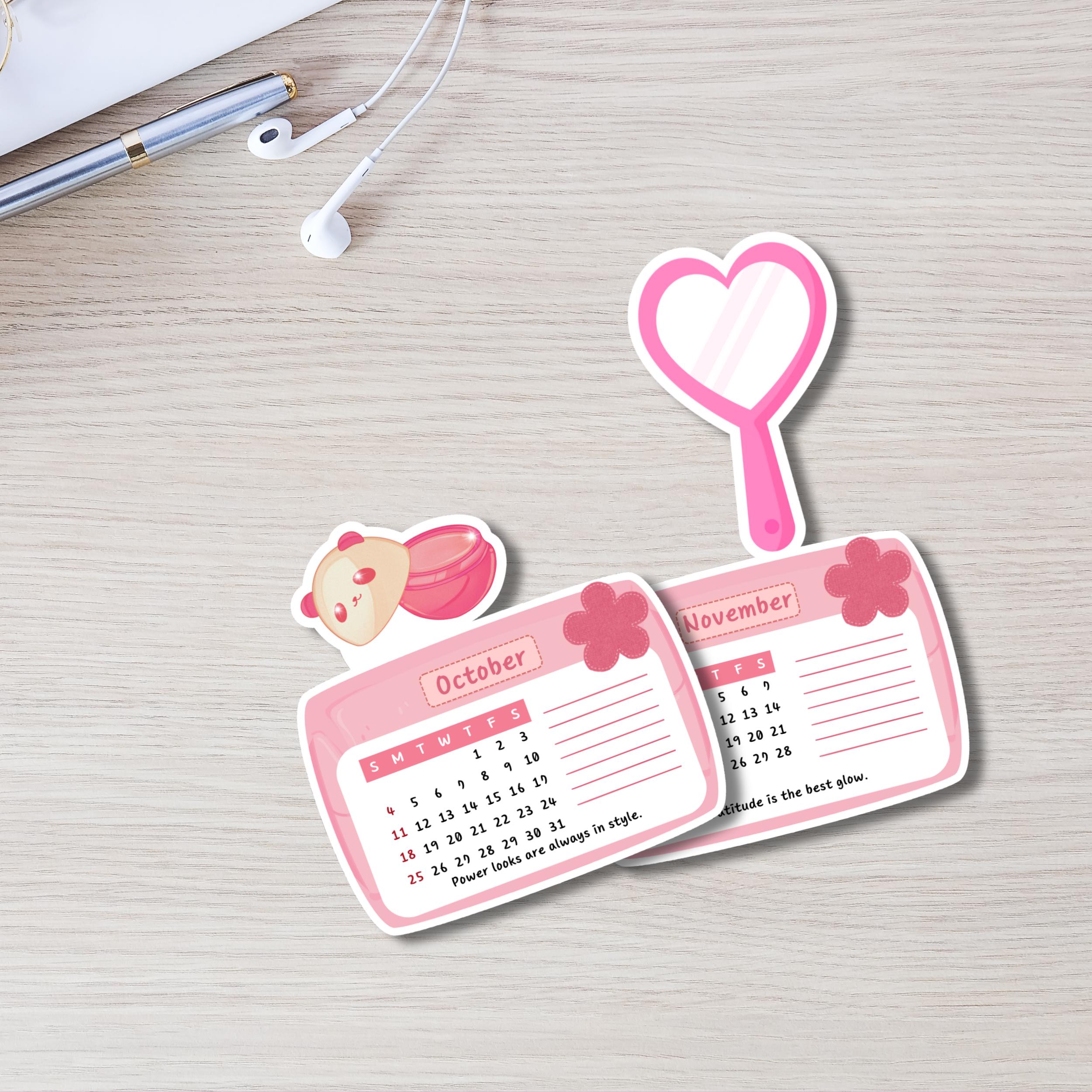 2026 Calendar, Make up Bag Calendar, Printable Calendar, Cute Calendar ...