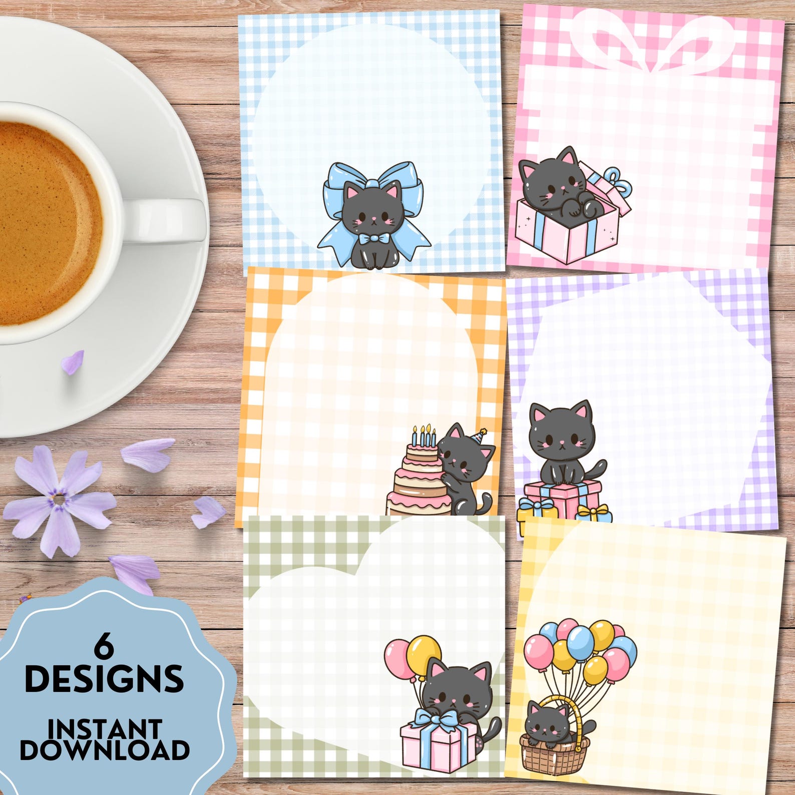 Birthday Notepad, Printable Notepad, Birthday Print, Cat Print, Cute ...