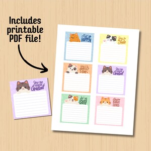 Peeking Cat Printable Memo Pad , Positive Affirmation Printable Notepad ...