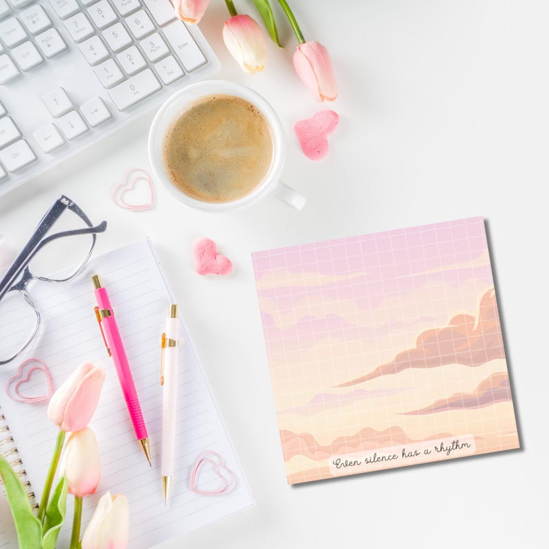 Sunset Notepad, Lofi Printable Notepad, Positive Affirmation, Kawaii Memo, Cute Stationery ...