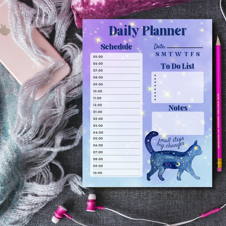 Watercolor Planner, Daily Planner, Printable Notepad, Kawaii Memo ...