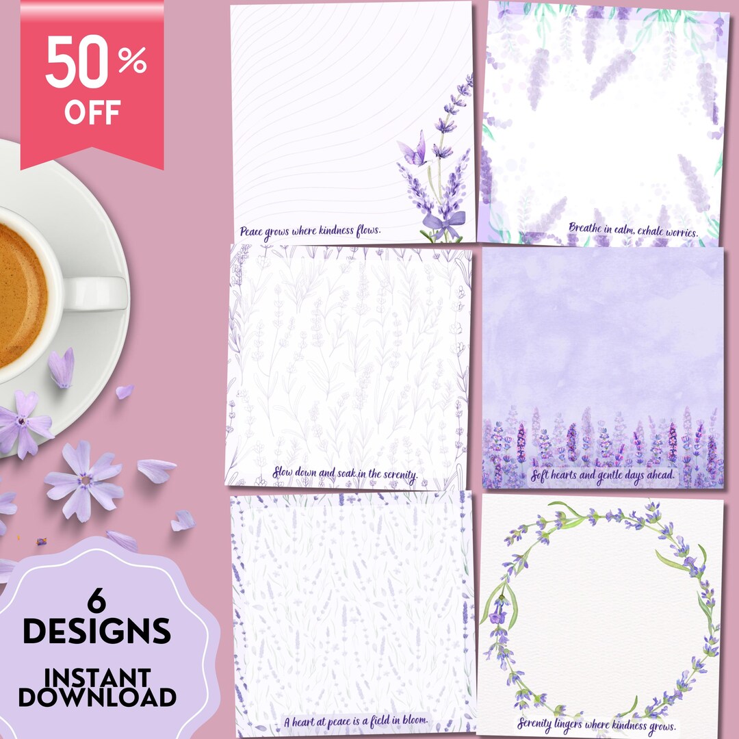Lavender Notepad, Printable Notepad, Printable Stationery,flower ...