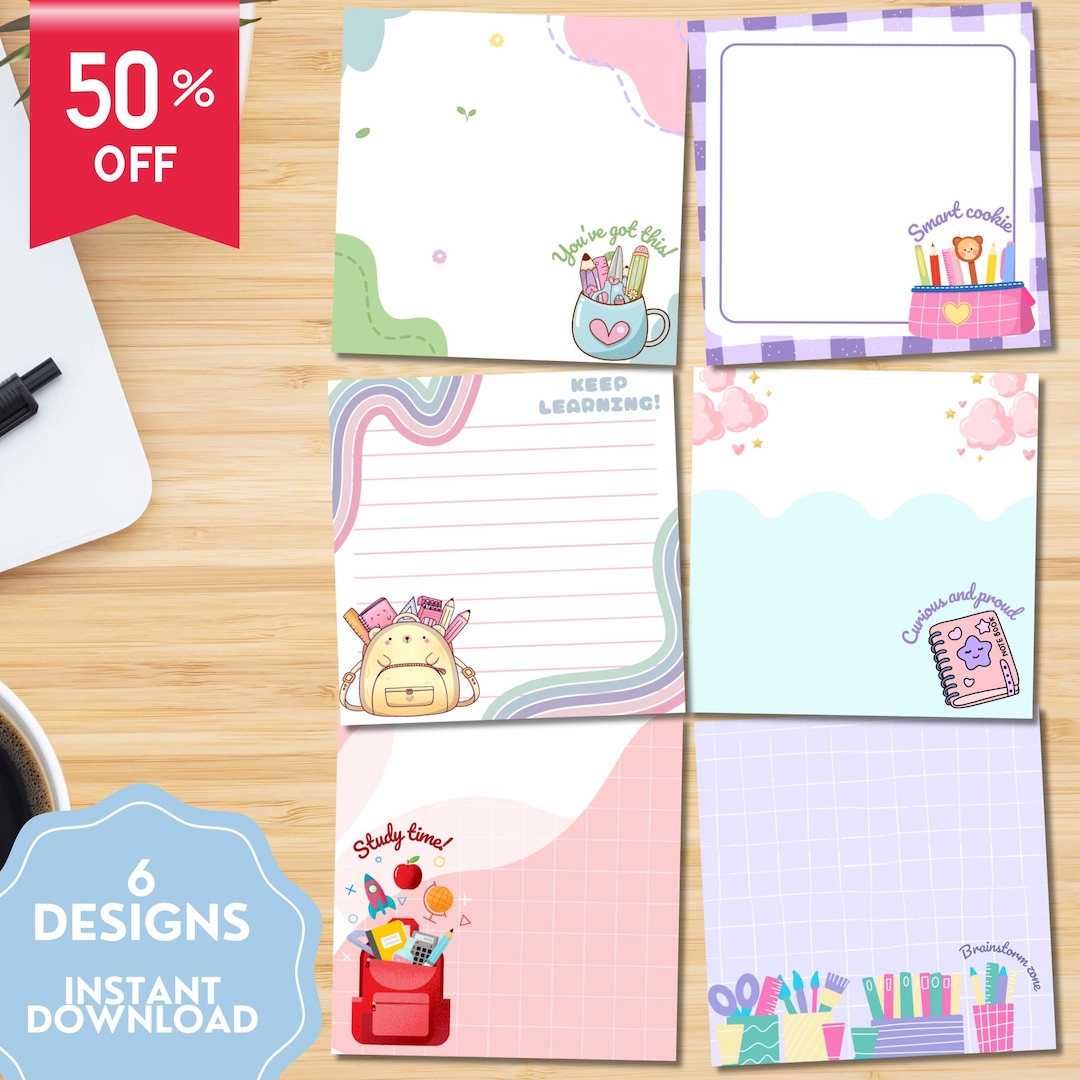Cute School Notepad, Student Printable, Cute School Print, Printable ...