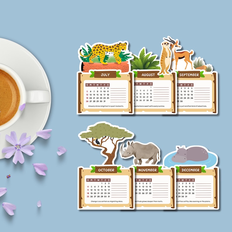 2026 Safari Calendar, 2026 Calendar, Printable Calendar, Cute Calendar ...