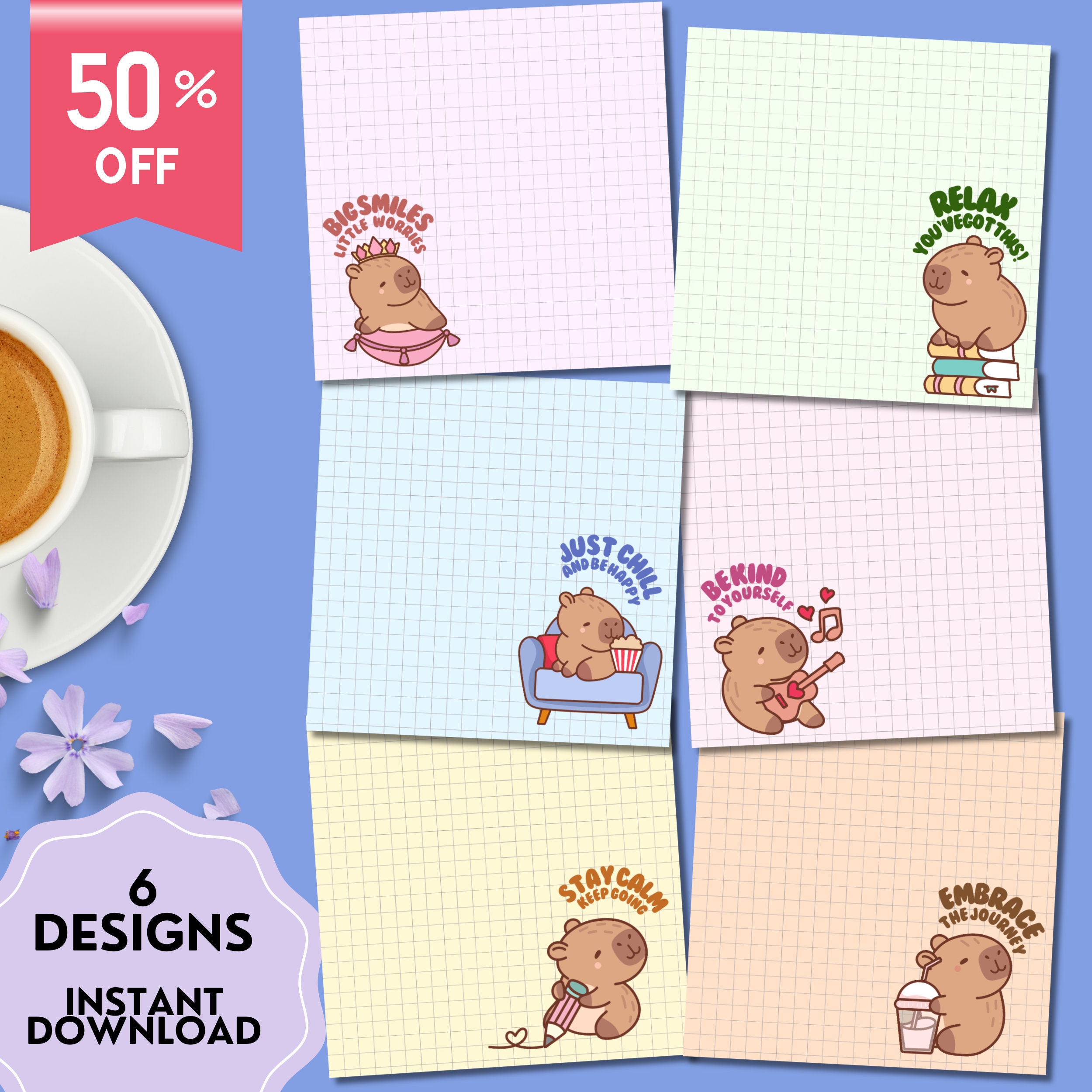 Capybara Print, Cute Capybara, Capybara Printable Notepad, Student Kids ...