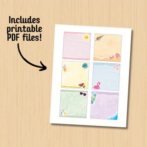 Summer Notepad, Printable Notepad, Kawaii Memo, Cute Stationery, Summer ...