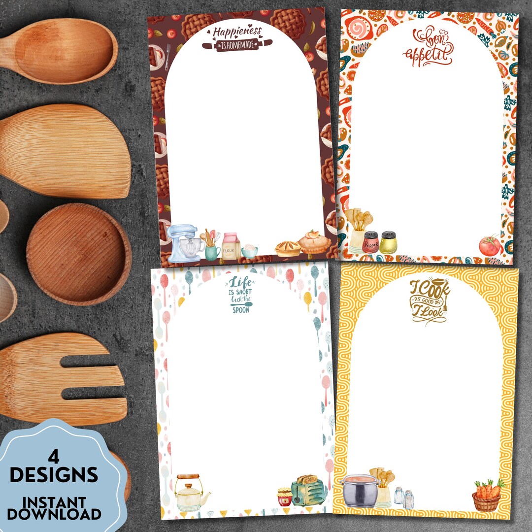 Kitchen Print, Kitchen Printable Notepad, Kawaii Memo, Positive ...