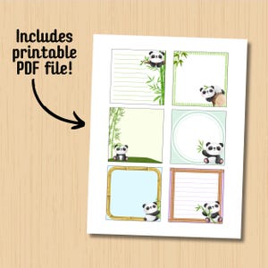 Panda Notepad, Printable Notepad, Cute Stationery, Kawaii Memo, Animal ...